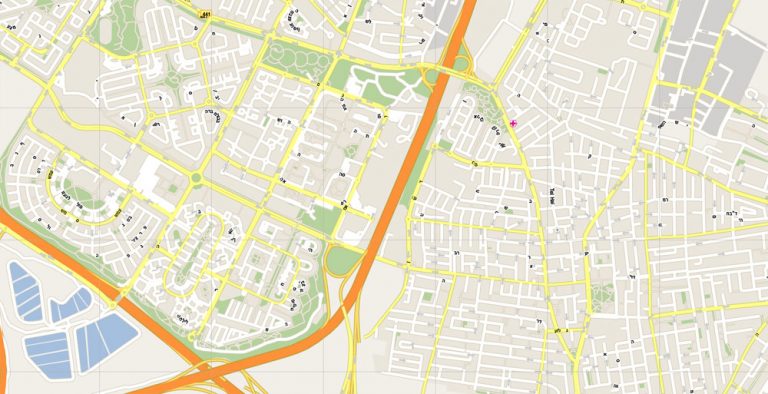 Tel Aviv, Israel, printable vector street City Plan G-View V.3 map full ...