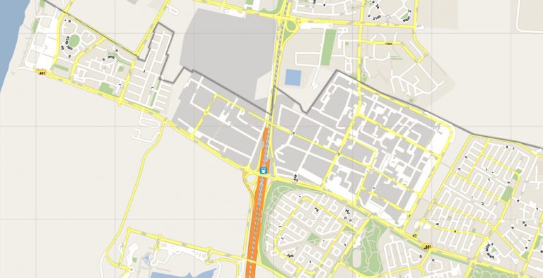 Tel Aviv, Israel, printable vector street City Plan G-View V.3 map full ...