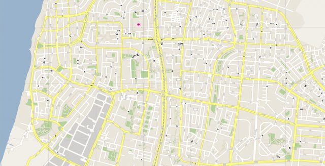 Tel Aviv, Israel, printable vector street City Plan G-View V.3 map full ...
