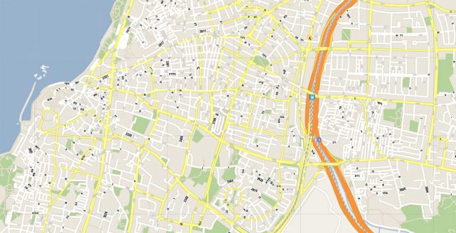 Tel Aviv, Israel, printable vector street City Plan G-View V.3 map full ...