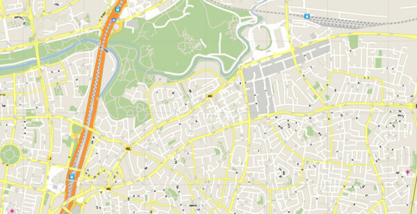 Tel Aviv, Israel, printable vector street City Plan G-View V.3 map full ...