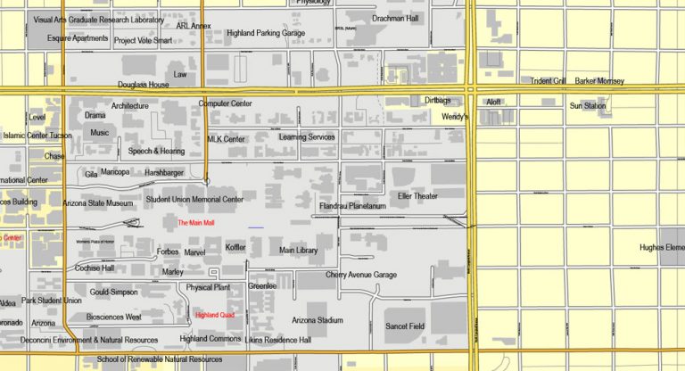 Tucson, Arizona, US printable vector street City Plan map, full ...