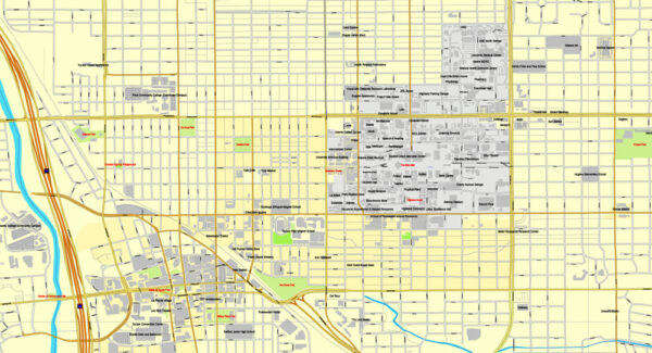 Tucson, Arizona, US printable vector street City Plan map, full ...