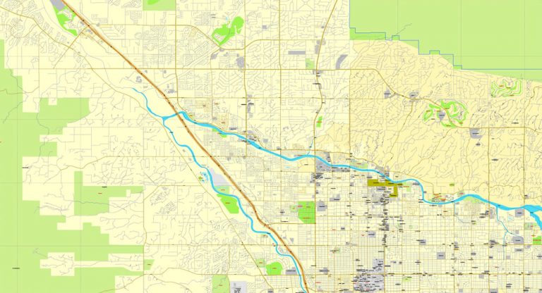 Tucson, Arizona, US printable vector street City Plan map, full ...