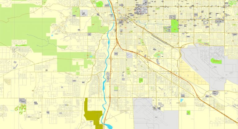 Tucson, Arizona, US printable vector street City Plan map, full ...