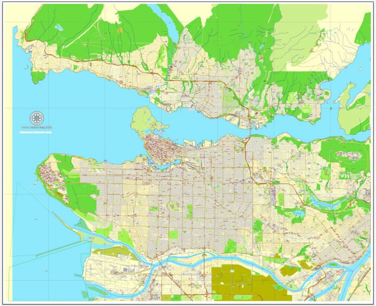 Vancouver exact map V.3.09: Printable City Plan Map in 4 parts of ...
