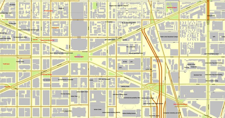 Washington DC Map US vector City Plan Adobe Illustrator editable ...