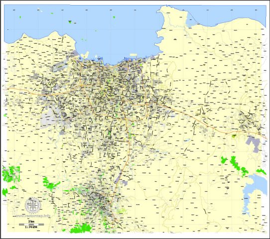 Jakarta Indonesia PDF Vector Map: Exact High Detailed City Plan ...