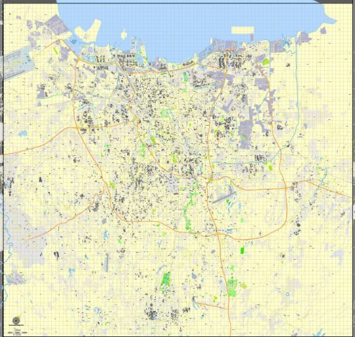 Jakarta, Indonesia, printable exact vector map G-View level 16 (250 ...