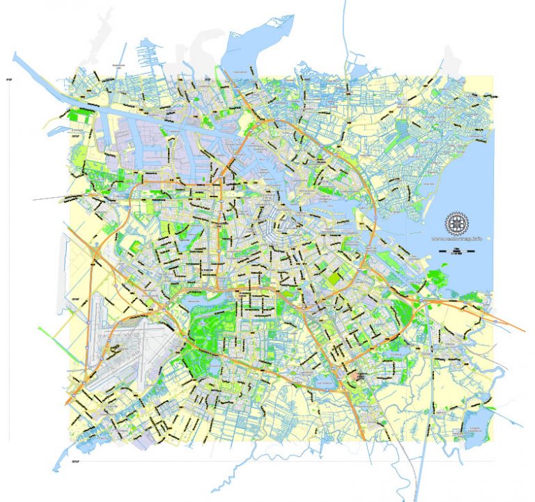 Amsterdam, Netherlands, printable vector street Simple City Plan map ...