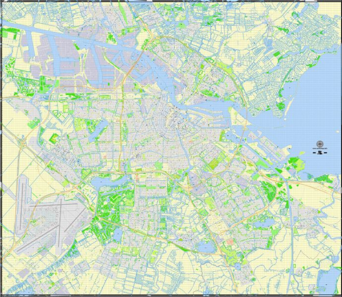 Amsterdam Netherlands Map Vector Exact High Detailed City Plan editable ...
