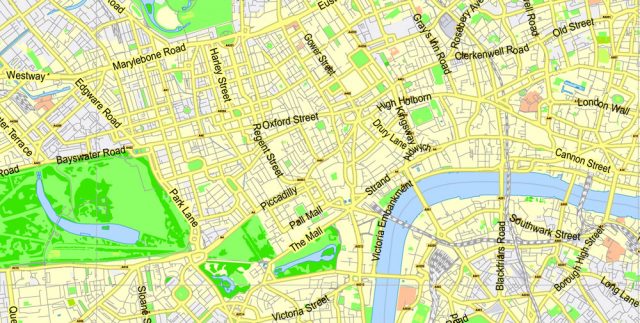 London Vector Map exact City Plan Adobe Illustrator Editable Street Map