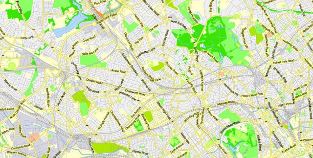 London Greater Map, England UK, printable vector map Adobe PDF editable ...