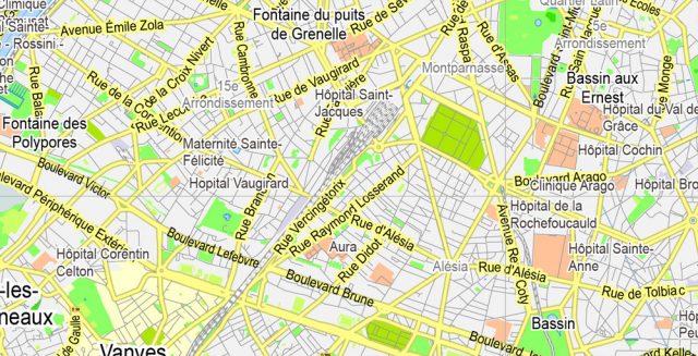 Paris Grande Vector Map France printable Adobe Illustrator editable ...
