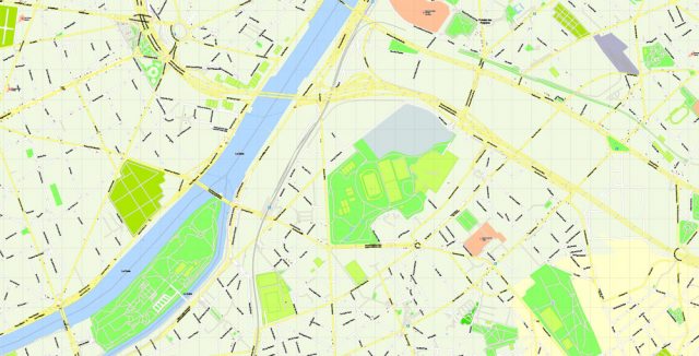 Paris Map Full, France, printable vector map Adobe Illustrator editable ...