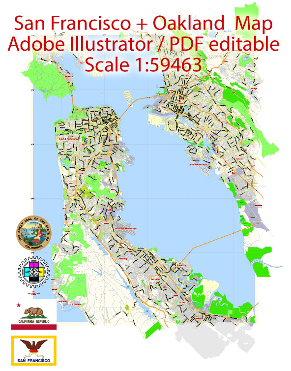 San Francisco: Free download vector map San Francisco, California, US ...