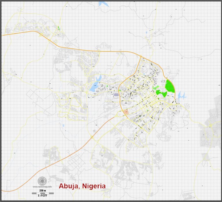 Lagos State Editable PDF Map Admin Roads Cities and Towns, Nigeria