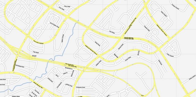 Abuja Nigeria printable exact vector map G-View level 16 (250 meters ...