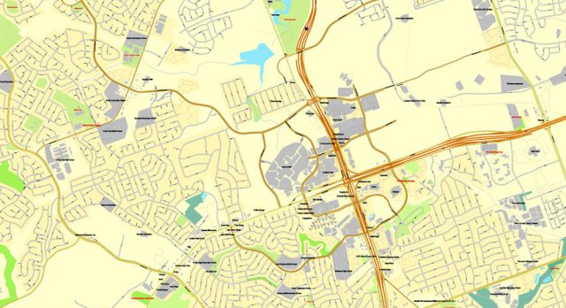 Austin, Texas, US, exact printable map Adobe PDF editable City Plan V3 ...