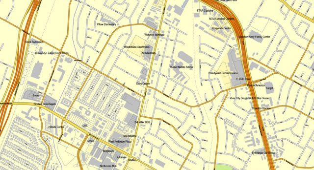 Austin Texas US exact vector map Adobe Illustrator editable City Plan ...