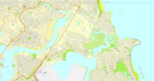 Boston, Massachusetts, US, exact map: Printable City Plan Map V.2 ...