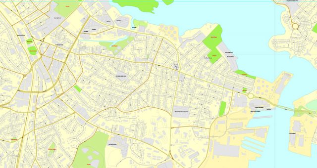 Boston, Massachusetts, US, exact map: Printable City Plan Map V.2 ...
