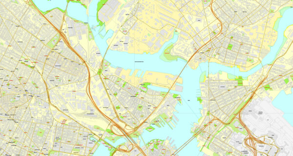 Boston, Massachusetts, US, exact map: Printable City Plan Map V.2 ...
