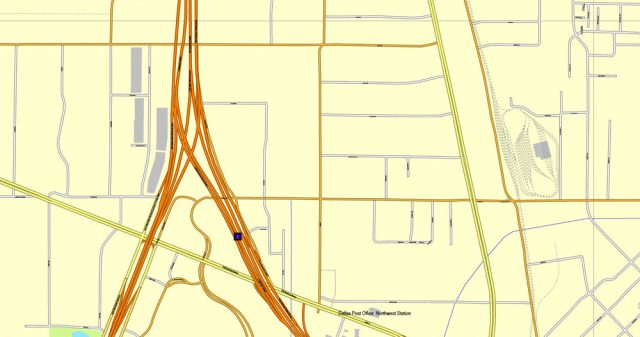 Dallas, Texas, US, exact vector map Adobe Illustrator editable City ...
