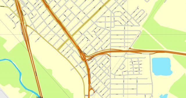 Dallas, Texas, US, exact vector map Adobe Illustrator editable City ...