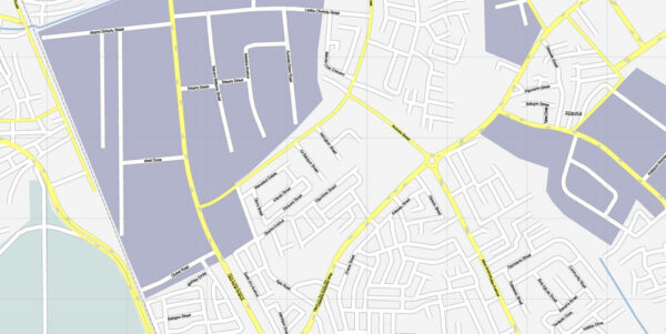 Lagos, Nigeria, printable exact vector map G-View level 16 (250 meters ...