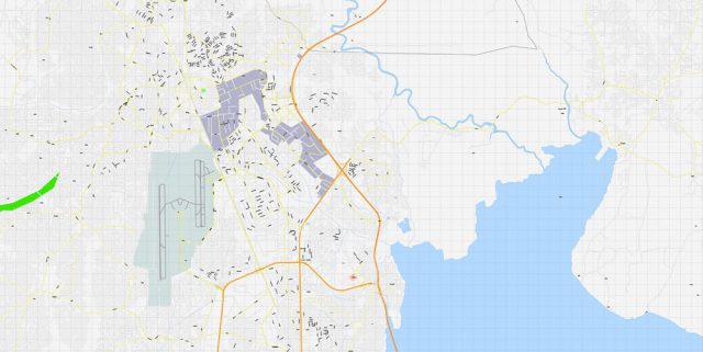 Lagos, Nigeria, printable exact vector map G-View level 16 (250 meters ...