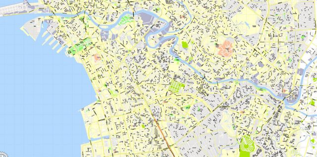 Manila, Philippines, exact vector street City Plan map G-View Level 16 ...