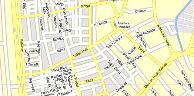 Manila, Philippines, exact vector street City Plan map G-View Level 16 ...