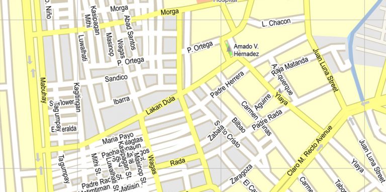 Manila, Philippines, exact vector street City Plan map G-View Level 16 ...