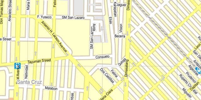 Manila, Philippines, exact vector street City Plan map G-View Level 16 ...