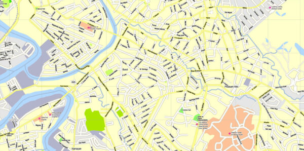 Manila, Philippines, exact vector street City Plan map G-View Level 16 ...