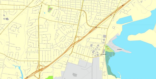 Mobile, Alabama, US, exact vector street City Plan map V3.09, full ...