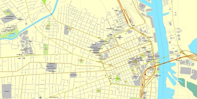 Mobile, Alabama, US, exact vector street City Plan map V3.09, full ...