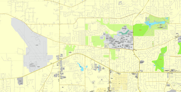 Mobile, Alabama, US, exact vector street City Plan map V3.09, full ...