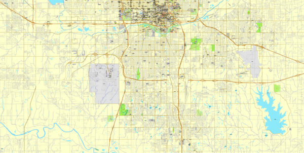 Oklahoma City, Oklahoma, US, exact vector street City Plan map V3.09 ...