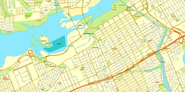 Ottawa, Canada, printable vector street City Plan map V3.09, full ...