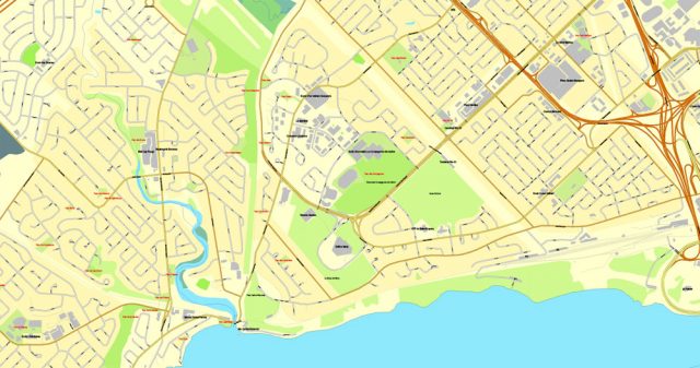 Quebec City Map, Canada, Printable City Plan V.3.09 Adobe Illustrator ...