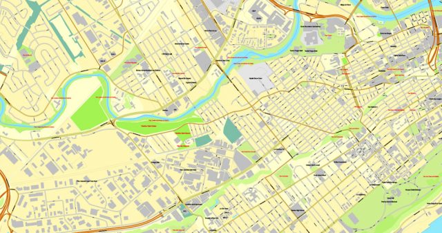 Quebec City Map, Canada, Printable City Plan V.3.09 Adobe Illustrator ...