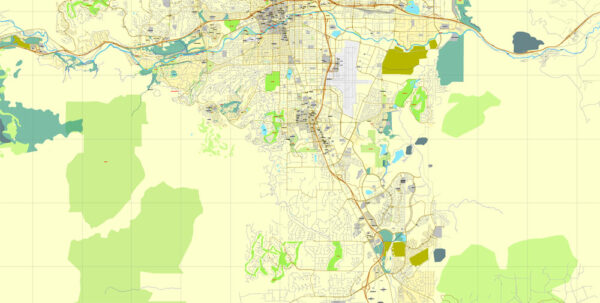 Reno, Nevada, US, exact vector street City Plan map V3.09, full ...