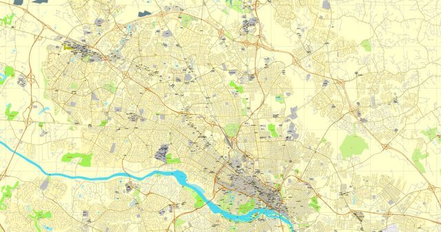 Richmond, Virginia, US, exact vector street City Plan map V3.09, full ...