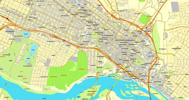 Richmond, Virginia, US, exact vector street City Plan map V3.09, full ...