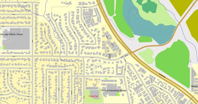 San Luis Obispo, California, US, exact vector street City Plan map V3 ...