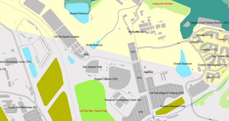 San Luis Obispo, California, US, exact vector street City Plan map V3 ...