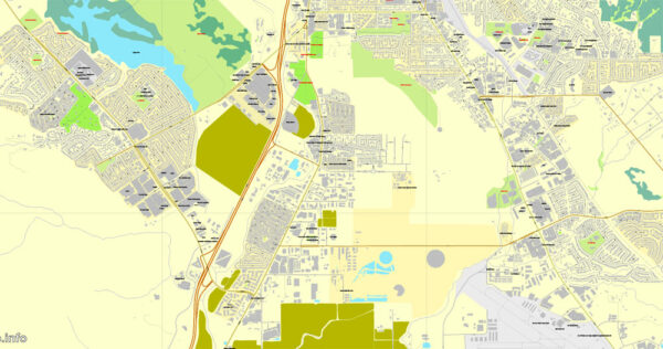 San Luis Obispo, California, US, exact vector street City Plan map V3 ...