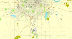 Topeka, Kansas US printable vector street City Plan map, full editable ...